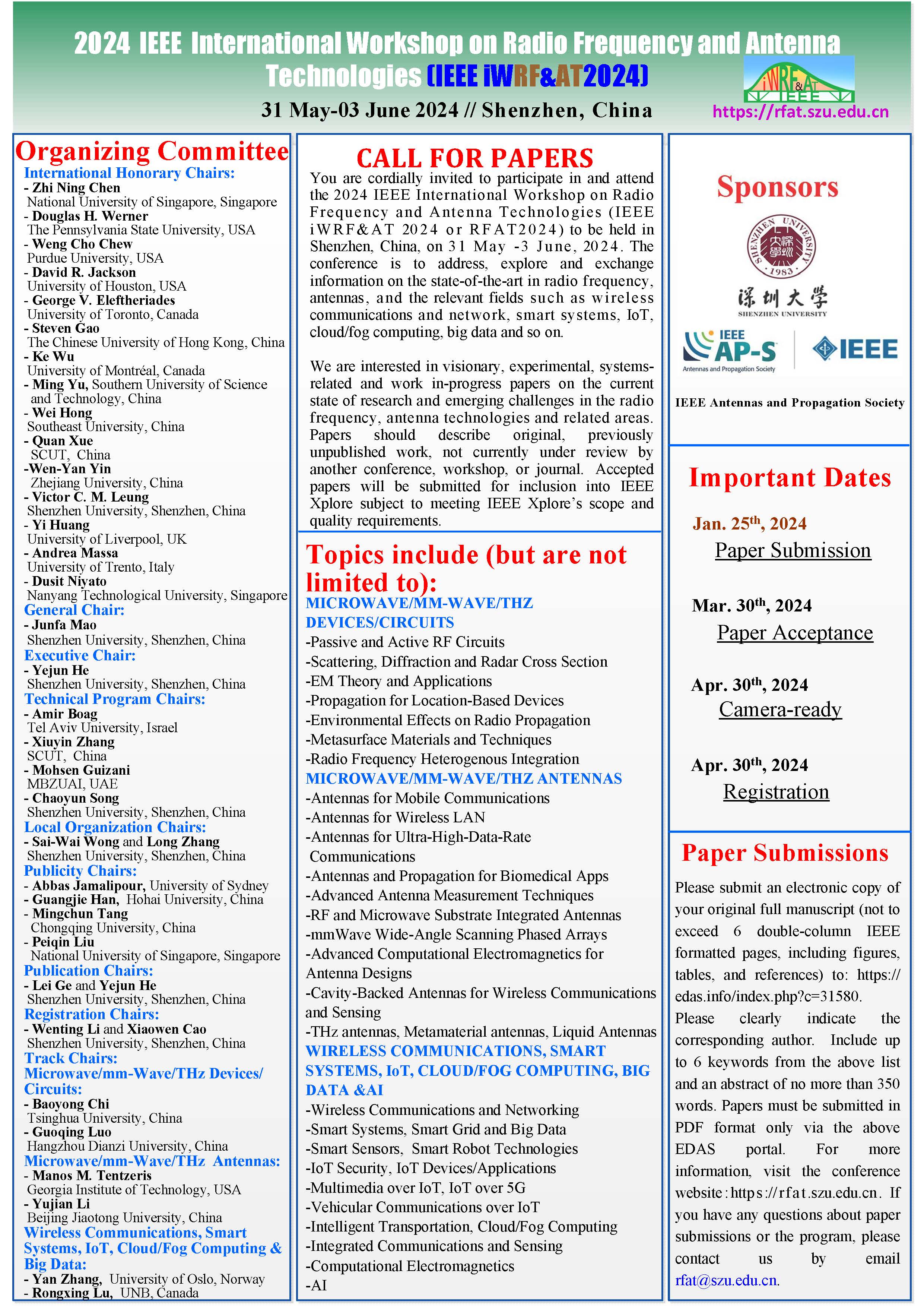 Call for Papers-2024 IEEE International Workshop on Radio Frequency and ...